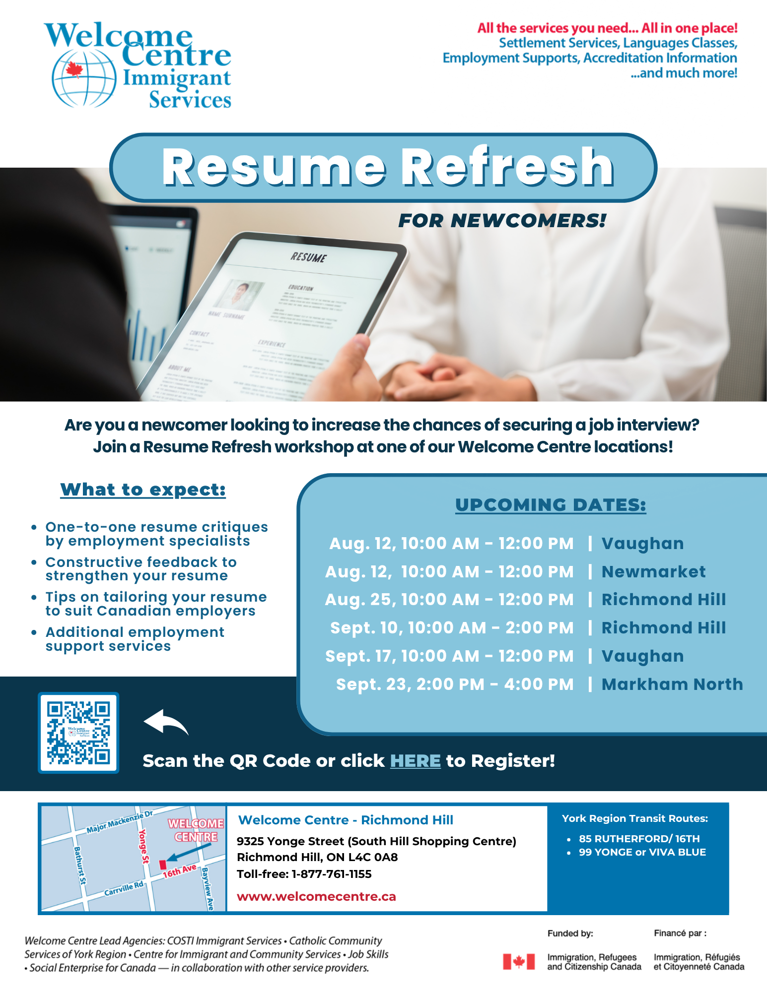 Resume Refresh for Newcomers - Richmond Hill Welcome Centre - Job Skills